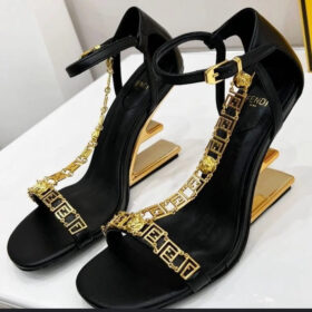 FENDI First Fendace Black Leather Heels | FENDI High Heel Sandals for ...