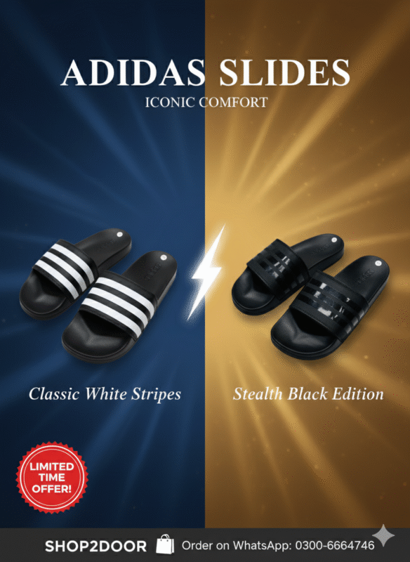 Adidas 3 Stripes Slides Master Copy in Pakistan – Premium Slipper ...